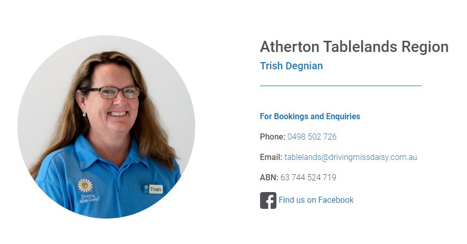 Driving Miss Daisy transport available on the Tablelands. Meet Trish ...